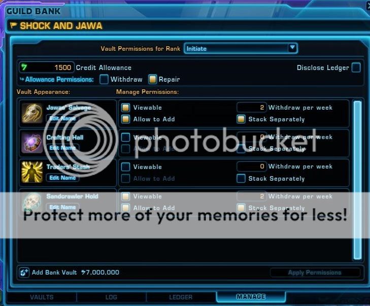 Guild banks - General Discussion - SWTOR | Forums